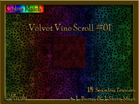 Second Life Marketplace - Velvet Vine Scroll #01 Seamless Texture Set
